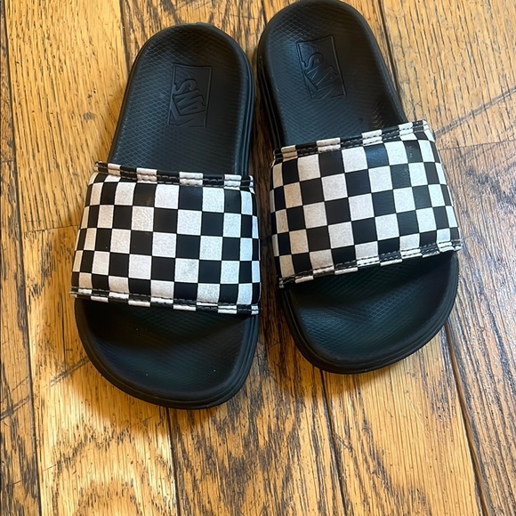 Vans | Shoes | Vans Black And White Checkerboard Slide Sandals | Poshmark